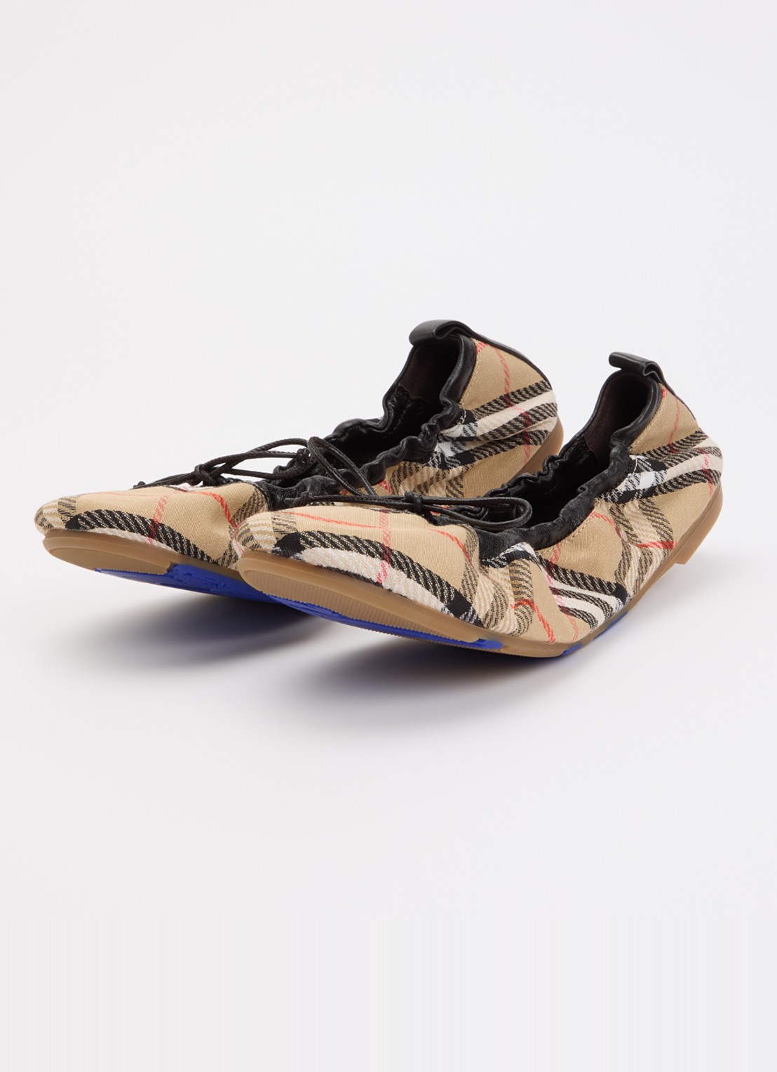 Burberry Ballerina met details van lamsleer en ruitdessin • Zand • de ...