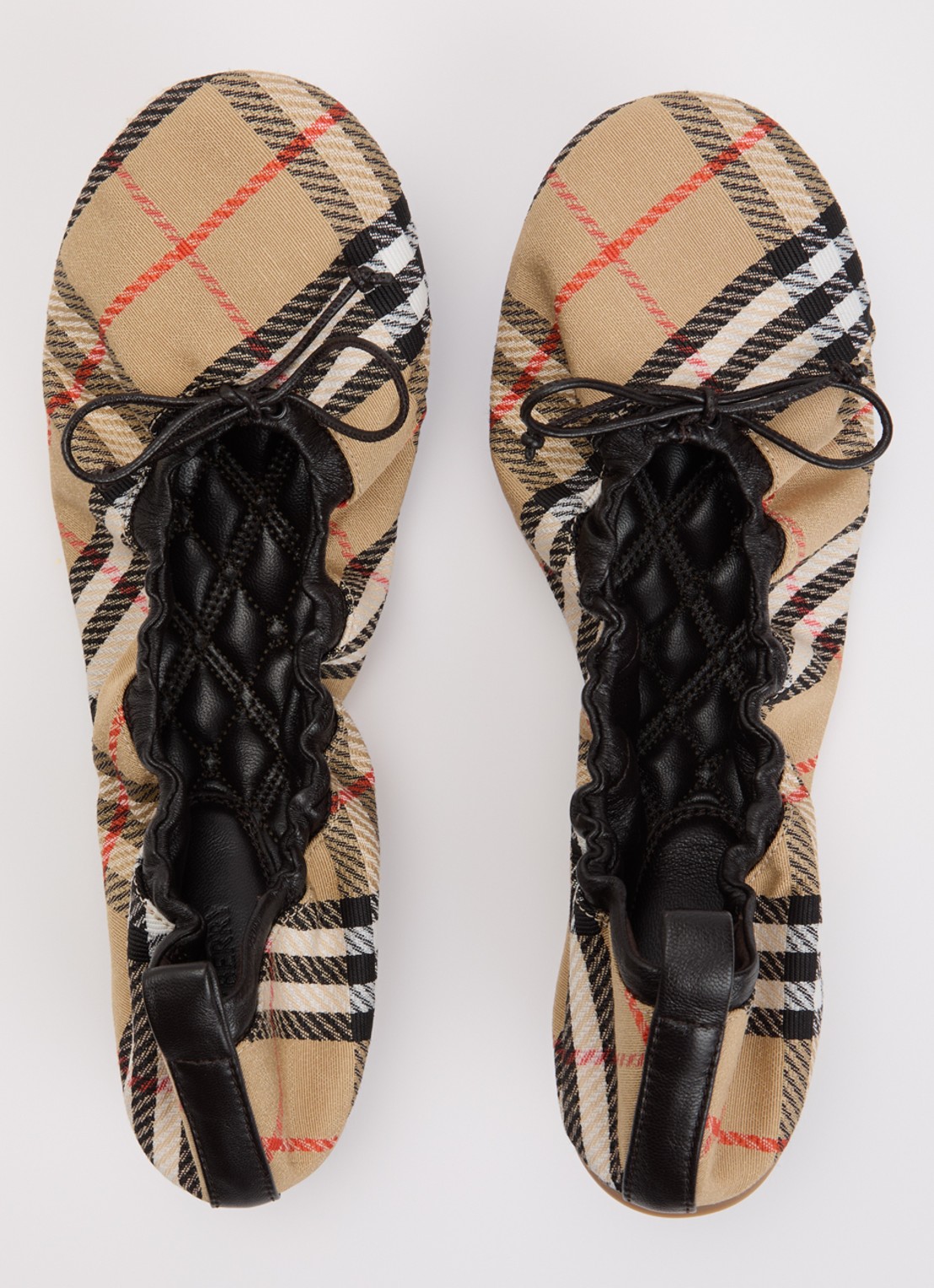 Burberry Ballerina met details van lamsleer en ruitdessin • Zand • de ...