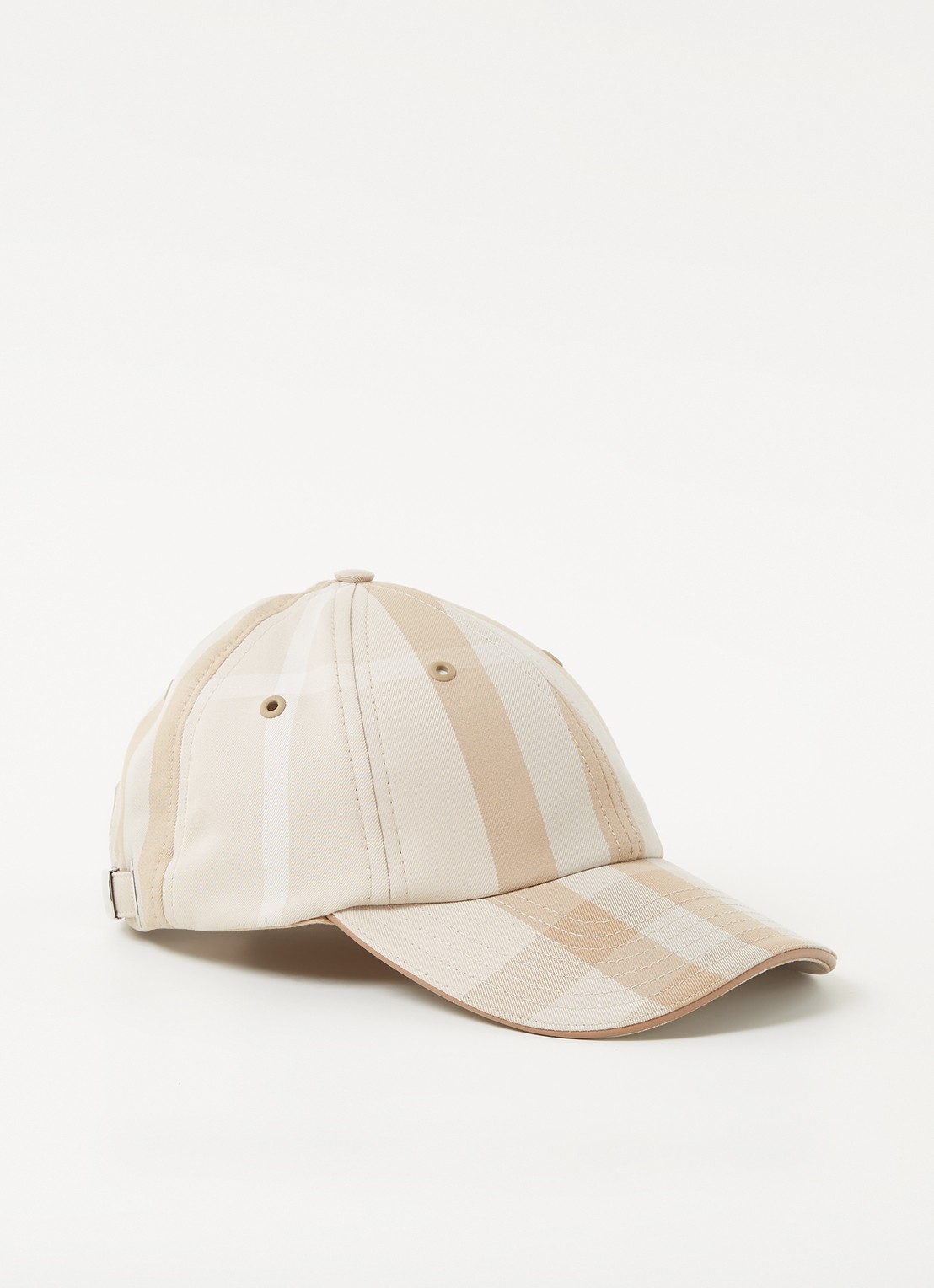 BURBERRY Pet met ruitdessin en lamsleren details • Beige • de Bijenkorf