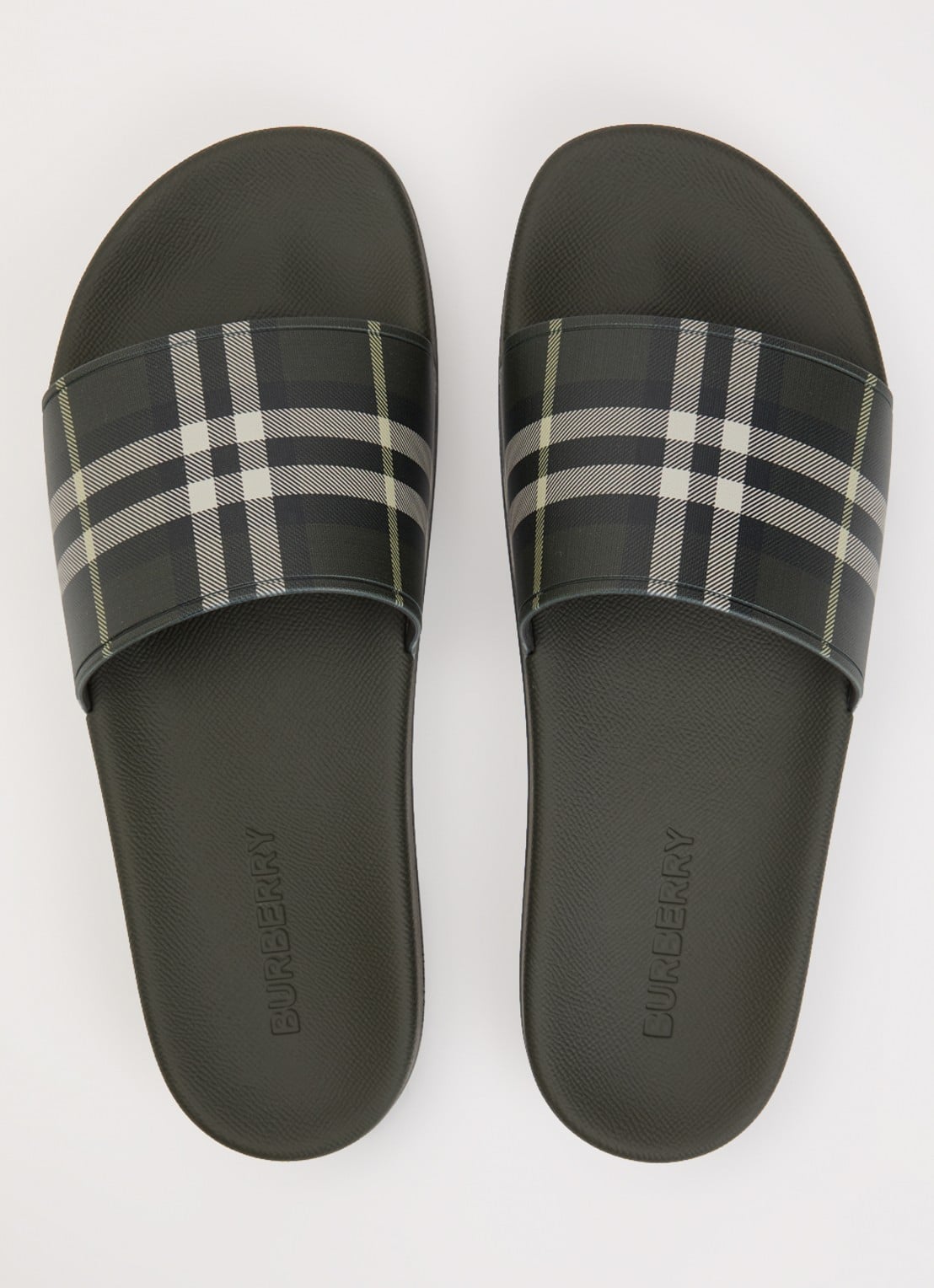 Burberry slipper met ruitdessin • Bronsgroen • de Bijenkorf