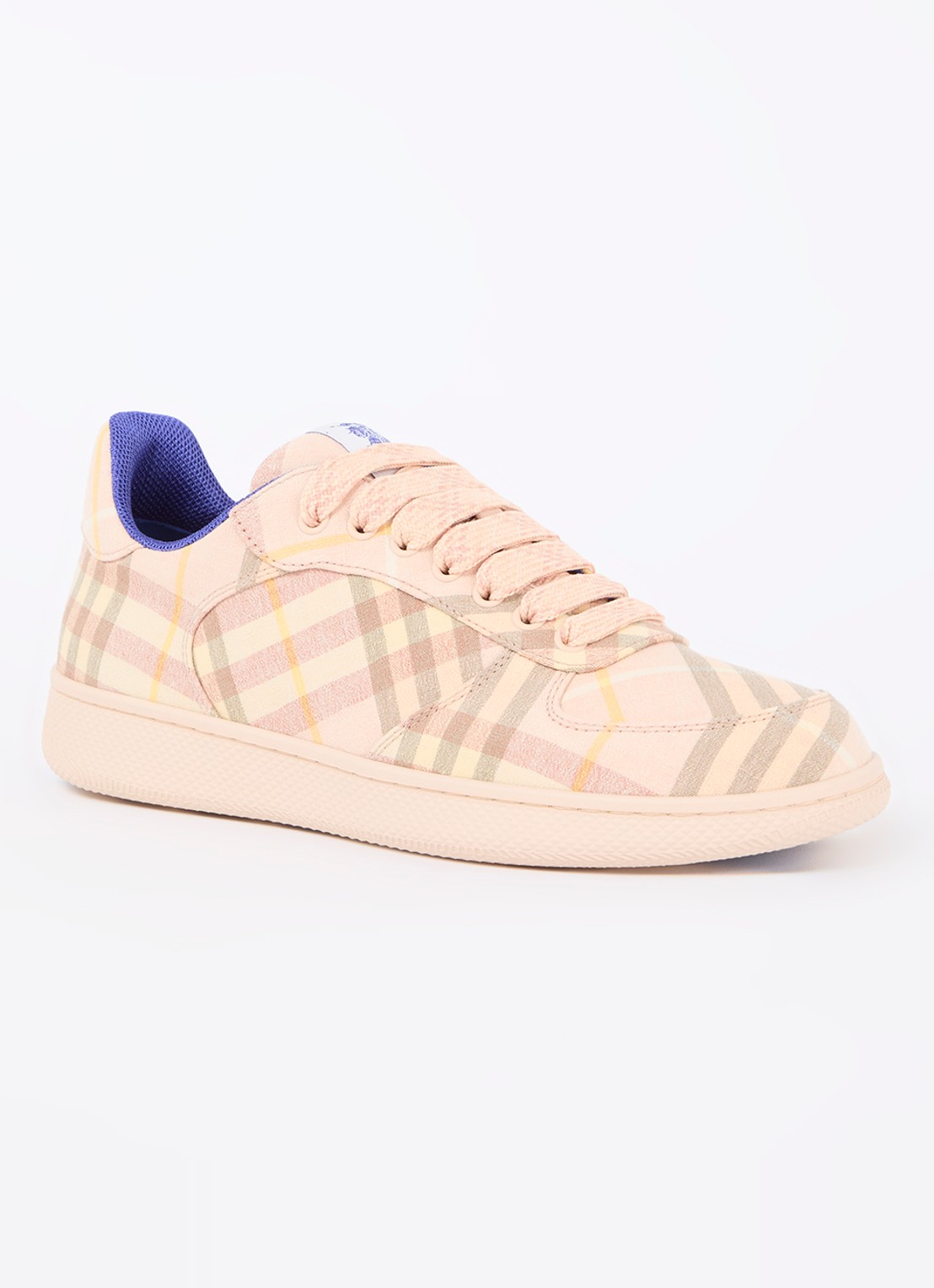 Burberry Terrace sneaker van linnen met ingeweven ruitdessin • Zalmroze ...