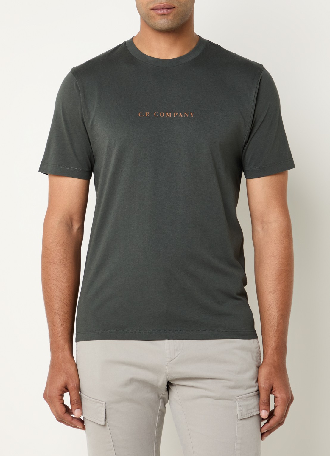 C.P. Company T-shirt met logo- en backprint • Bronsgroen • de Bijenkorf