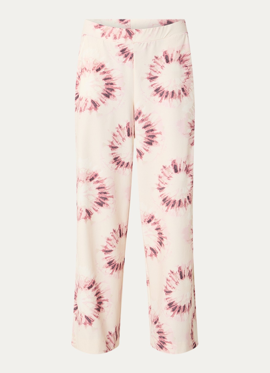 Claudia Sträter Mid waist loose fit broek met tie-dye dessin • Creme ...