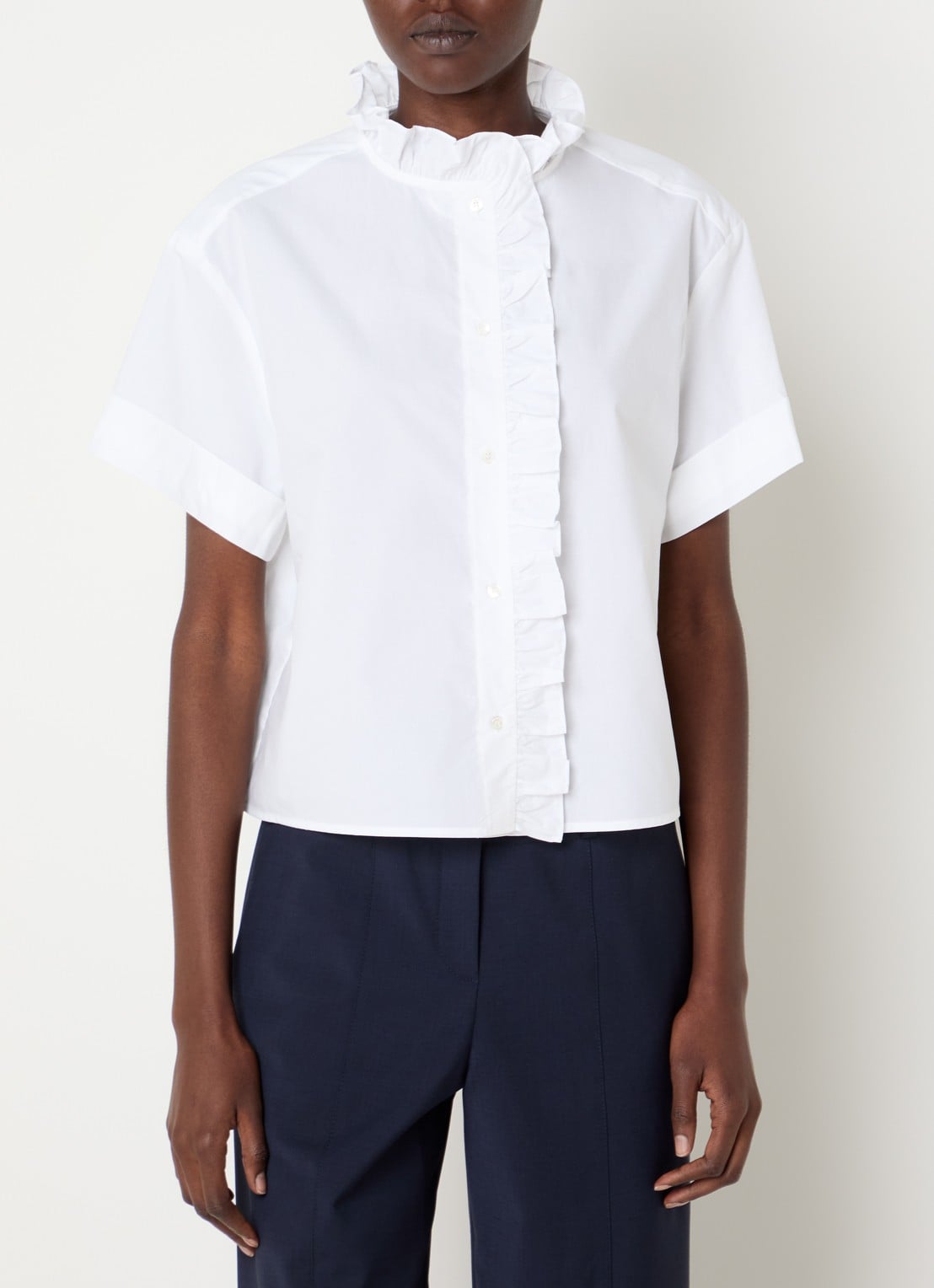 Claudie Pierlot Blouse met opstaande kraag en volant • Wit • de Bijenkorf