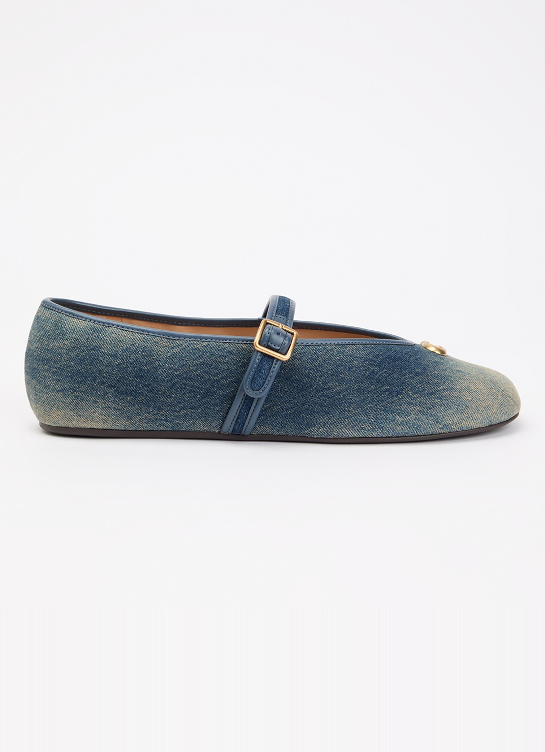 Coach Sculpted C Mary Jane ballerina van denim met gespdetail • Denim ...