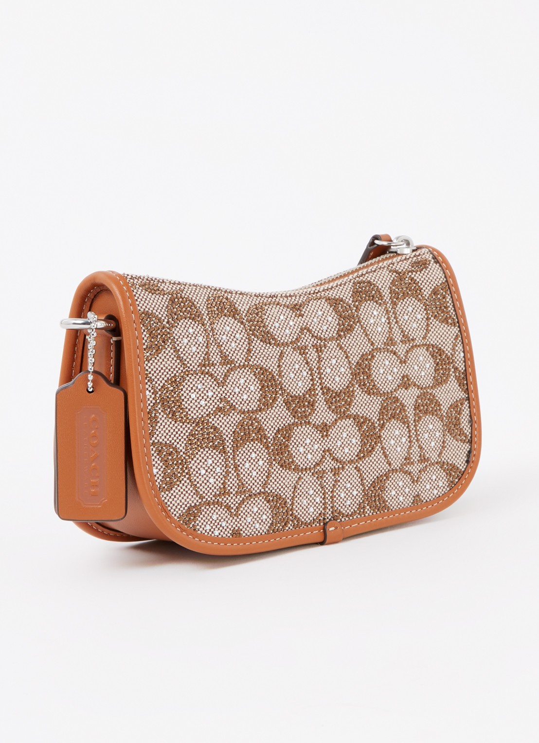 Coach Swinger 20 schoudertas van leer met strass • Oranjebruin • de ...