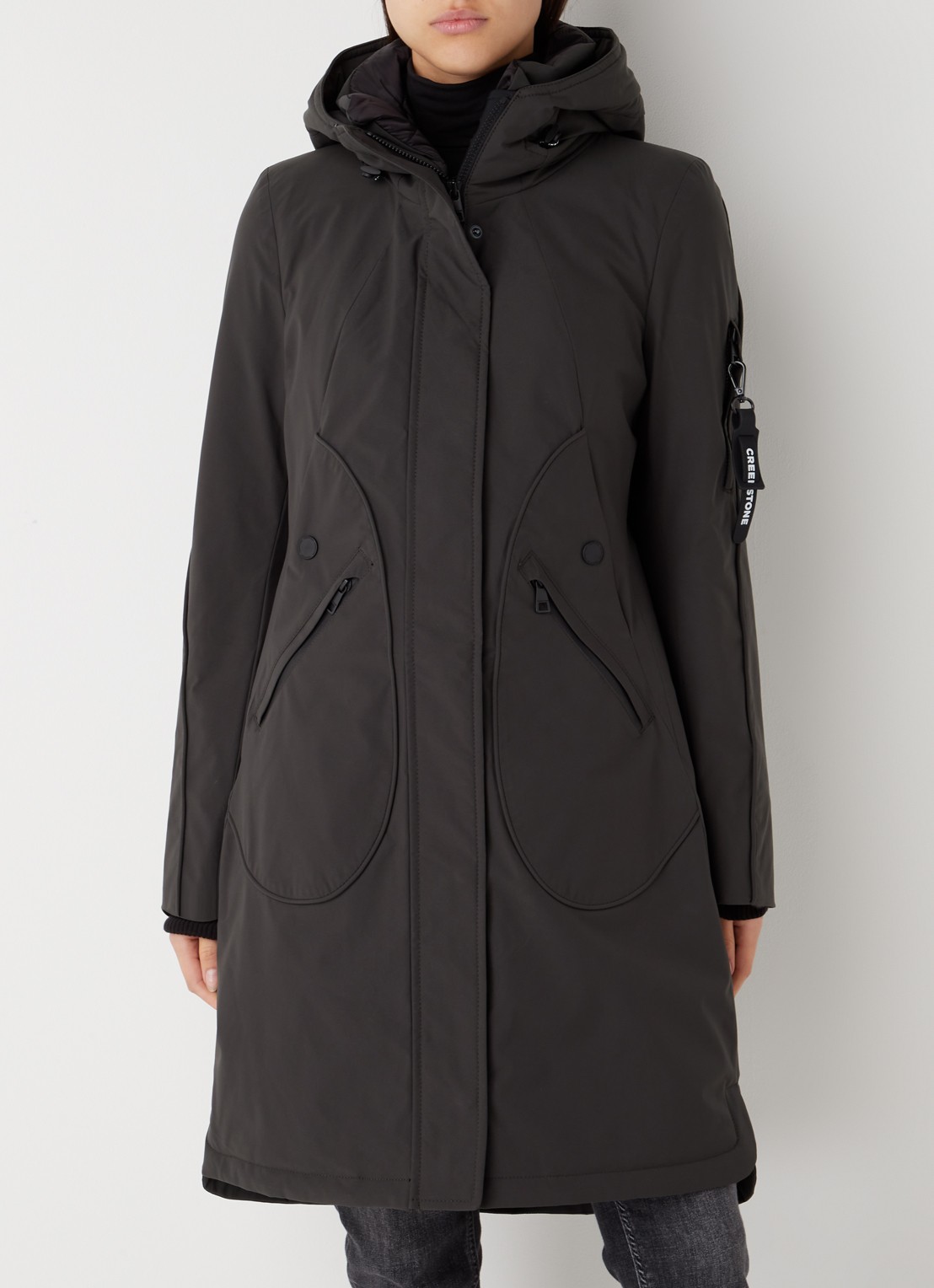 Creenstone Gewatteerde parka met ritszakken en capuchon • Bronsgroen ...