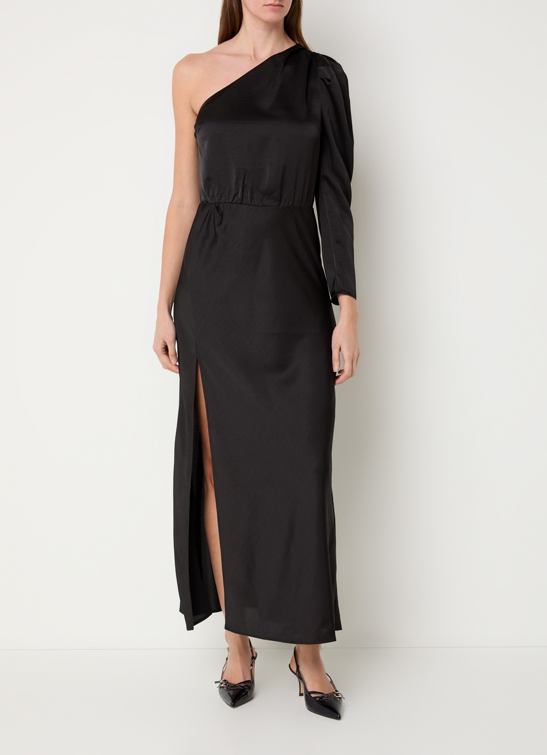 Dante 6 Penrith one shoulder midi jurk met split • Zwart • de Bijenkorf