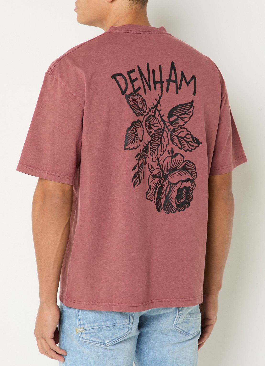 Denham Rose T-shirt met logo- en backprint • Steenrood • de Bijenkorf