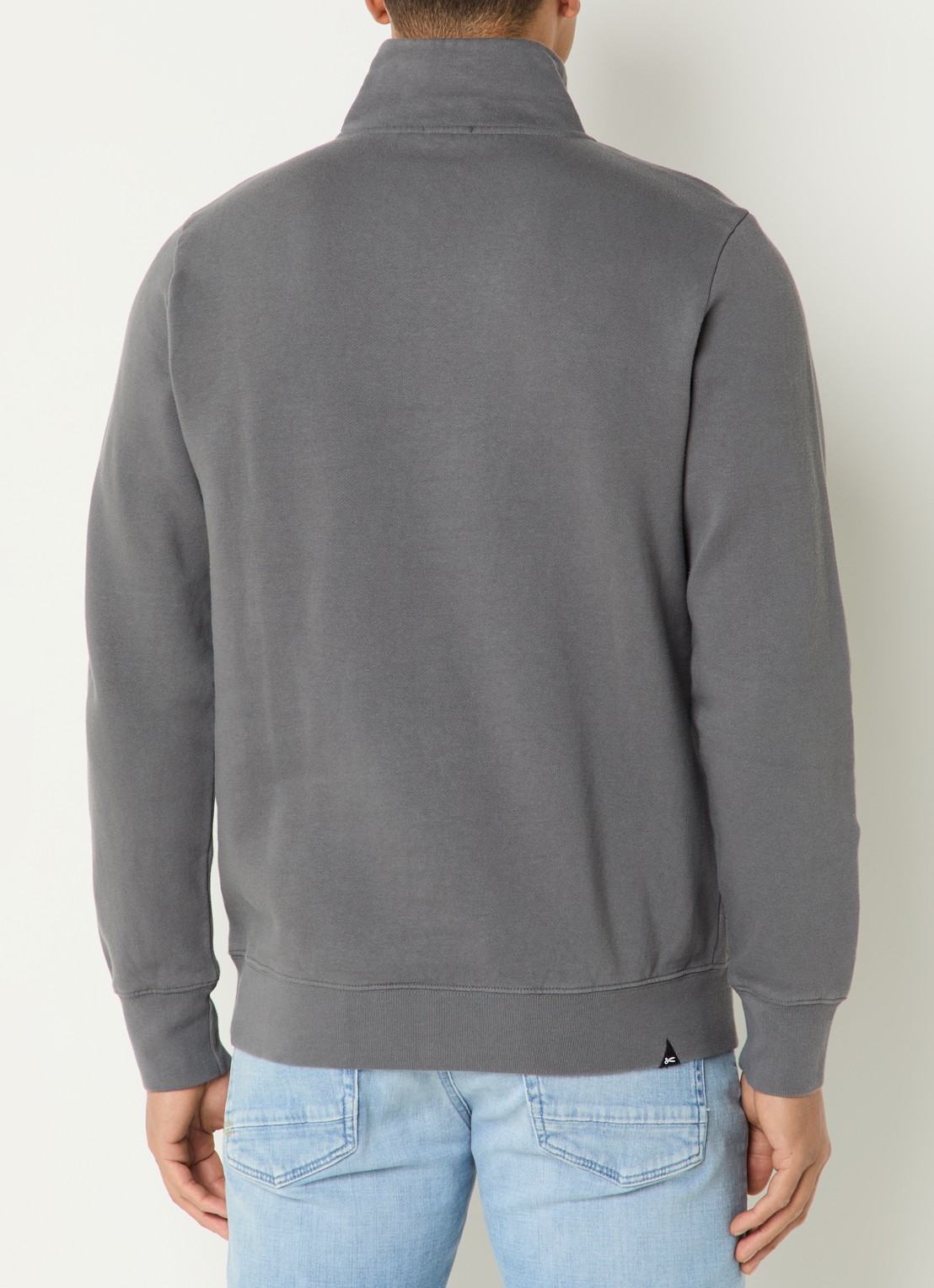 Denham Scissor sweater met halve rits en logo • Grijs • de Bijenkorf