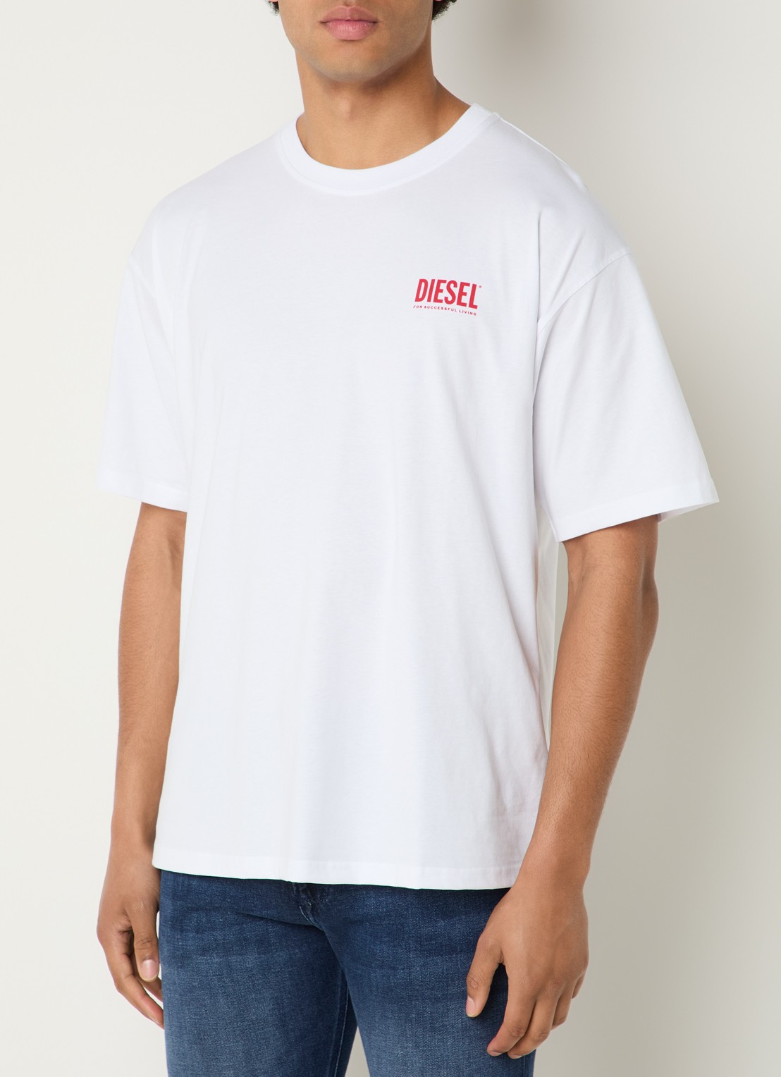 Diesel T-Box-Bisk T-shirt met logo- en backprint • Wit • de Bijenkorf