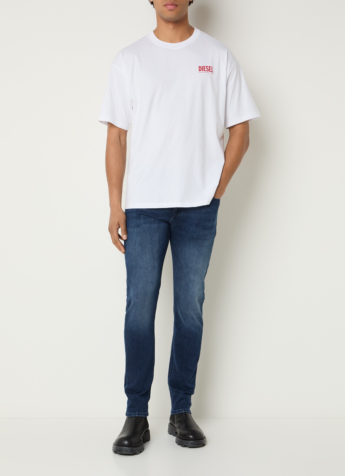 Diesel T-Box-Bisk T-shirt met logo- en backprint • Wit • de Bijenkorf