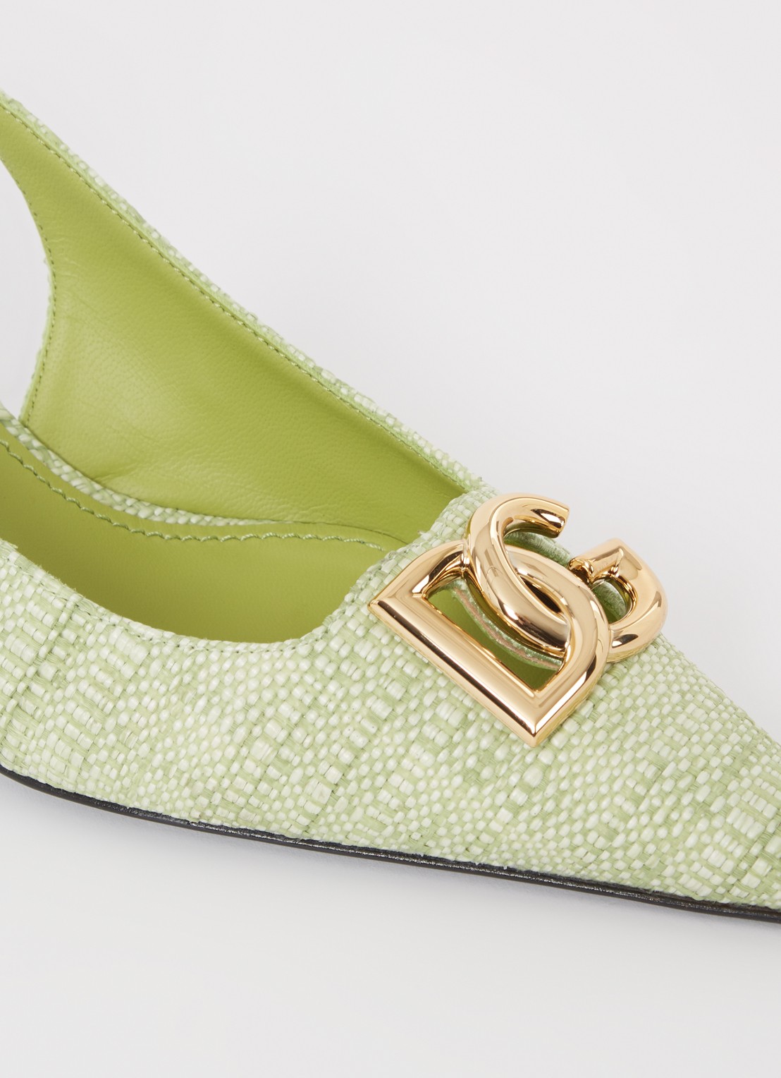 Dolce & Gabbana Lollo slingback van raffia met logo • Lichtgroen • de ...