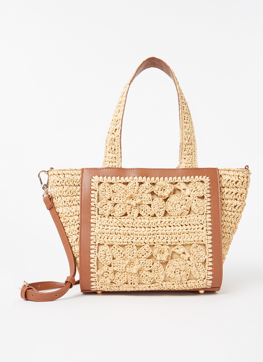 Dune London Daisy crossbodytas van raffia • Camel • de Bijenkorf