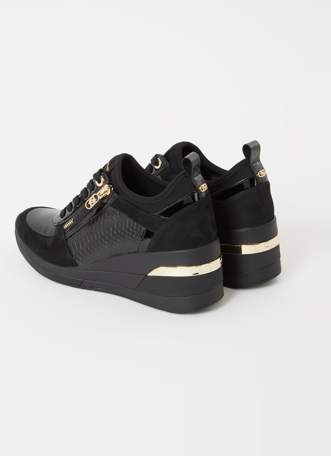Dune London Eiline sneakerwedge van leer • Zwart • de Bijenkorf