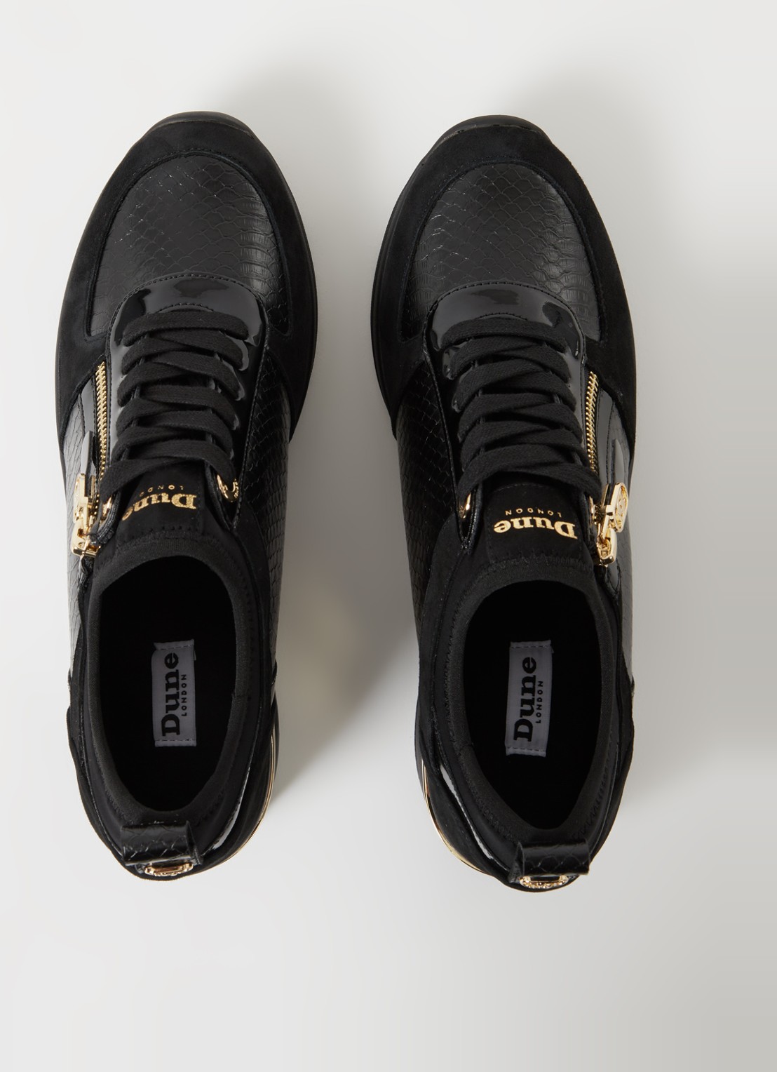 Dune London Eiline sneakerwedge van leer • Zwart • de Bijenkorf
