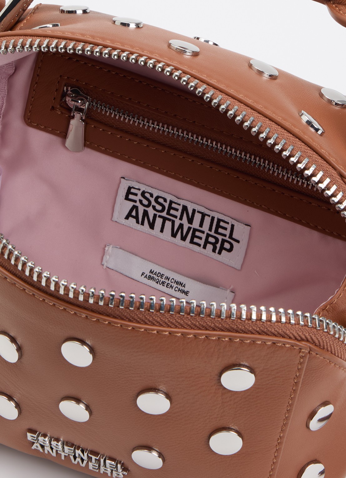 Essentiel Antwerp Jeri Mini handtas van leer met studs en afneembare ...