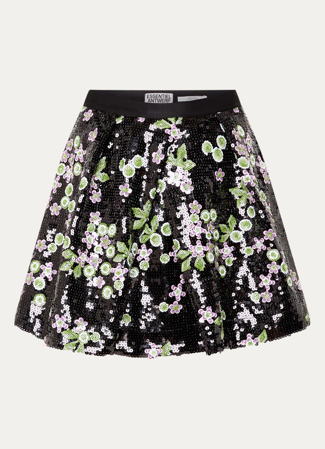 Essentiel Antwerp Mini rok met pailletten en steekzakken • Zwart • de ...