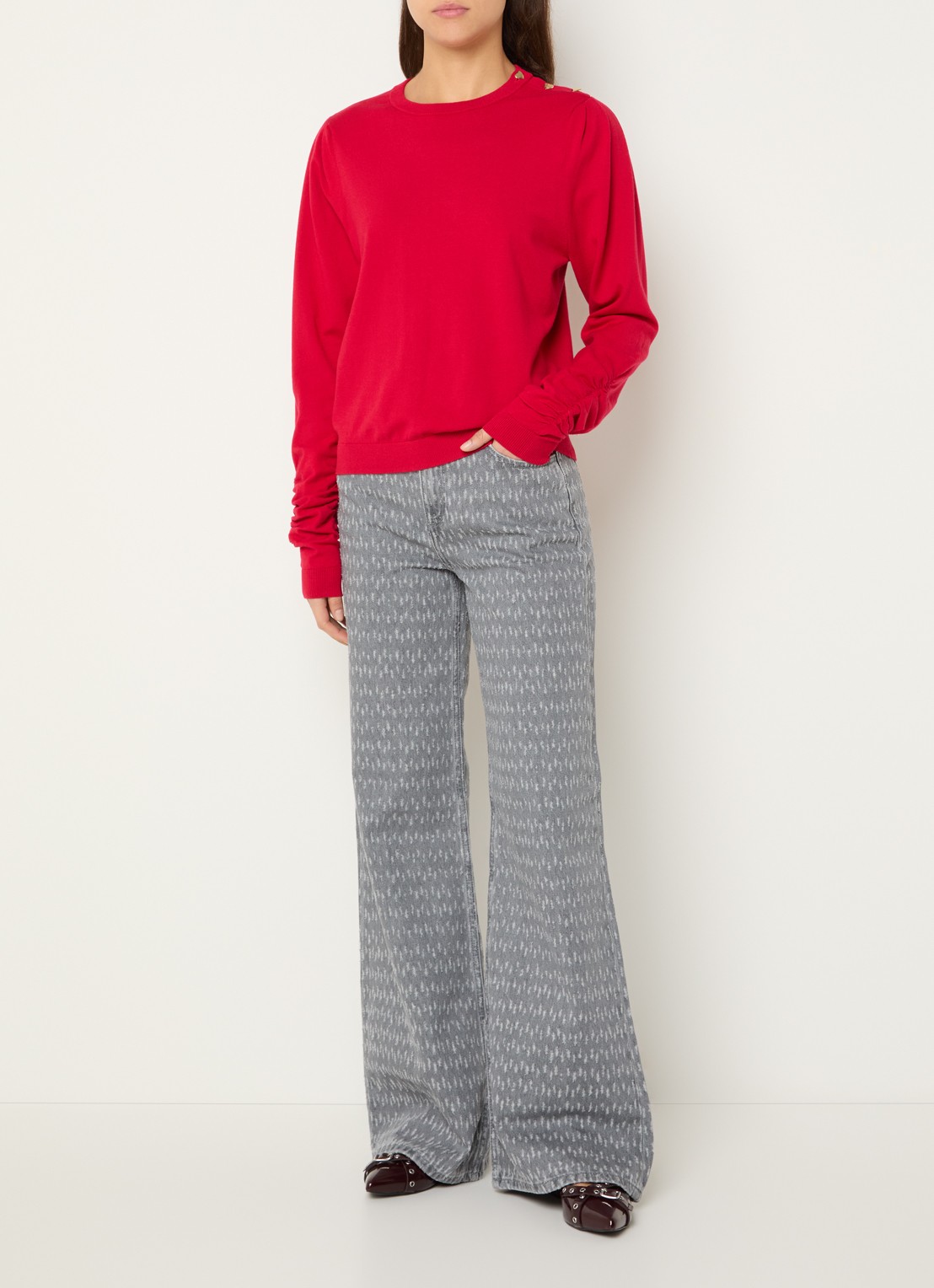 Fabienne Chapot Molly fijngebreide pullover met sierknopen • Rood • de ...