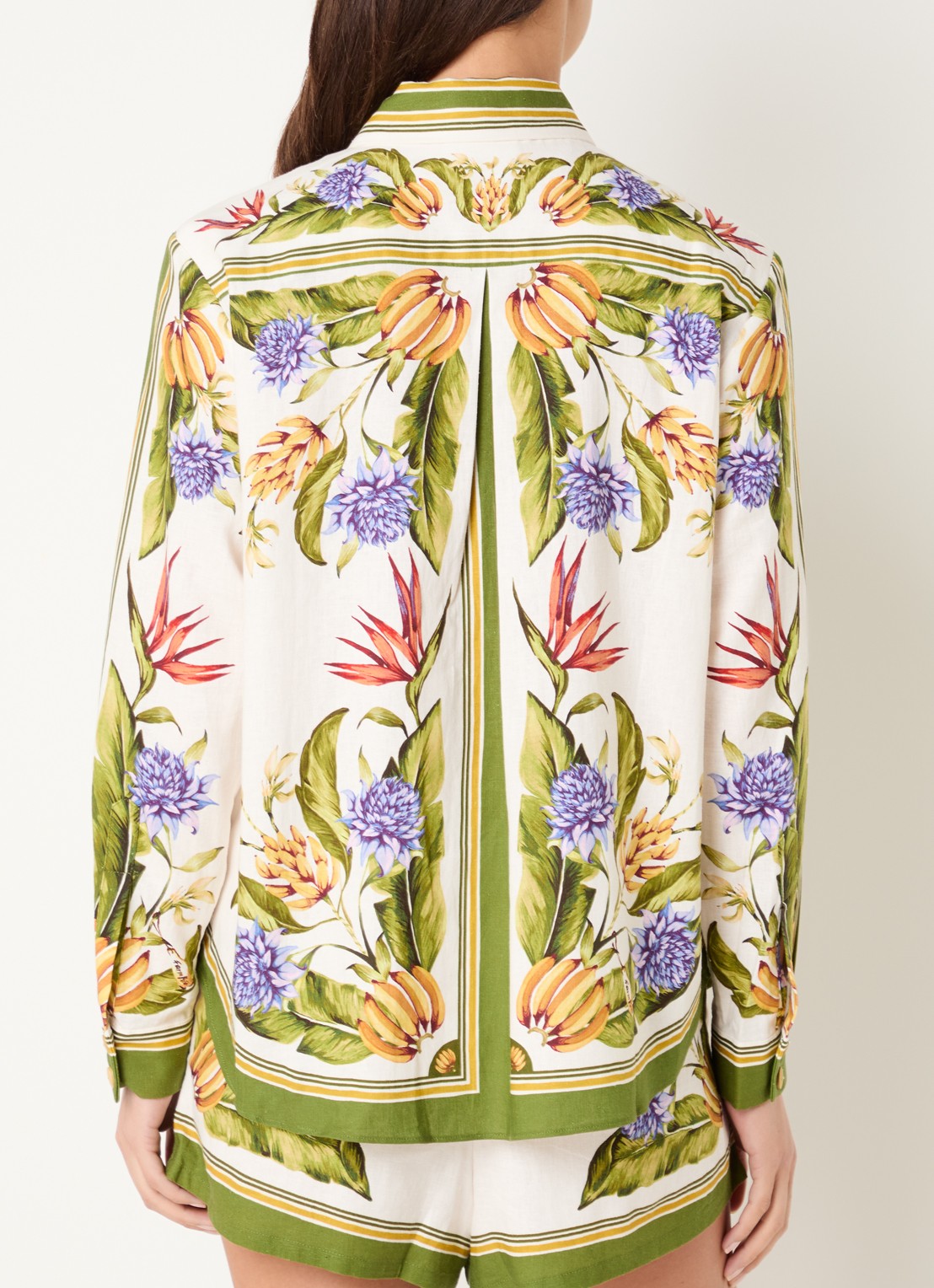 Farm Rio Tropical blouse in linnenblend met print • Mosgroen • de Bijenkorf