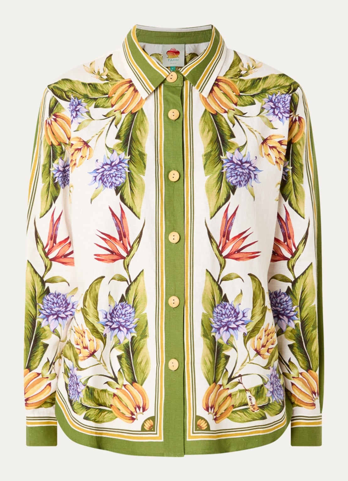 Farm Rio Tropical blouse in linnenblend met print • Mosgroen • de Bijenkorf