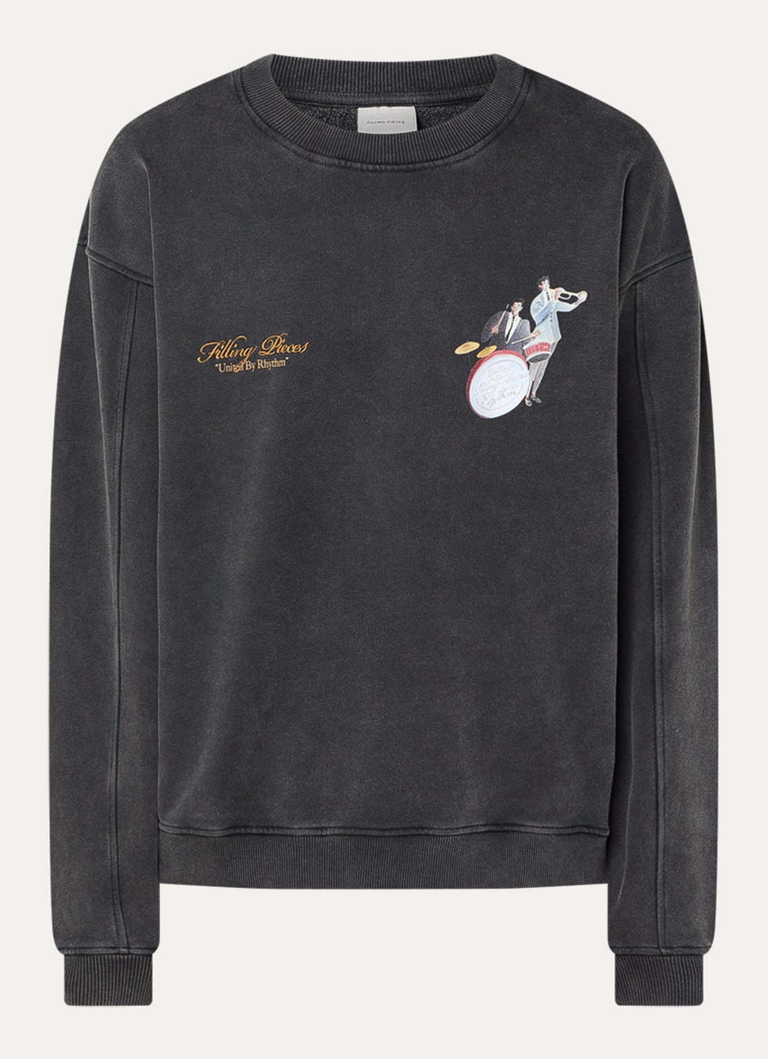 Filling Pieces Band sweater met logo- en backprint • Antraciet • de ...