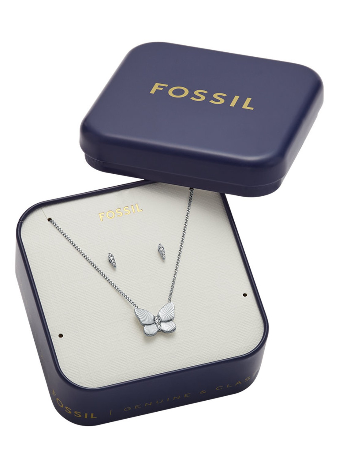 Fossil Sutton set van ketting en oorstekers JF04935SET • Zilver • de ...