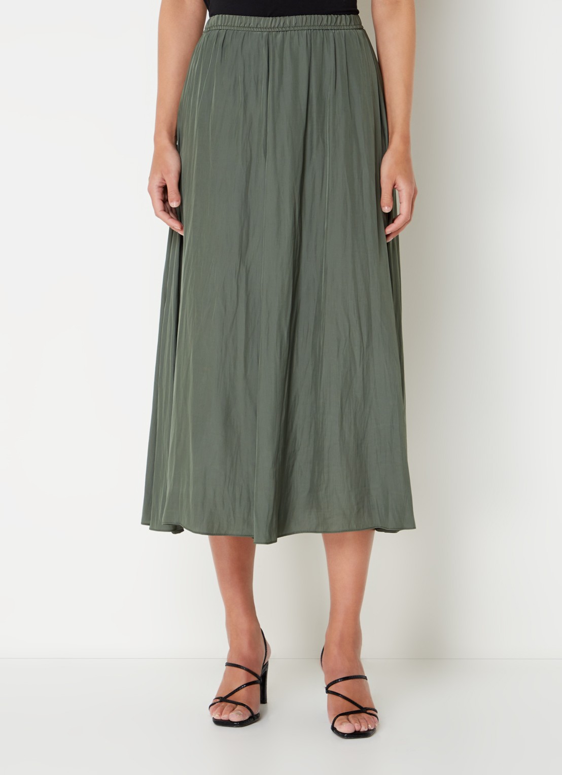 Gerard Darel Denisa midi rok met plooien • Bronsgroen • de Bijenkorf