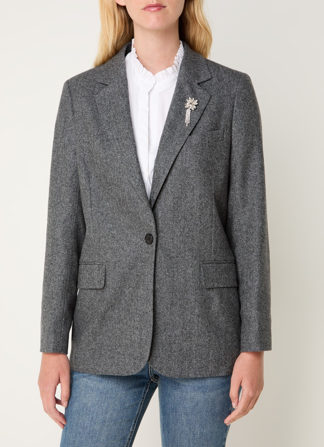 Gerard Darel Melanie blazer in wolblend met gemêleerd dessin • Grijs ...