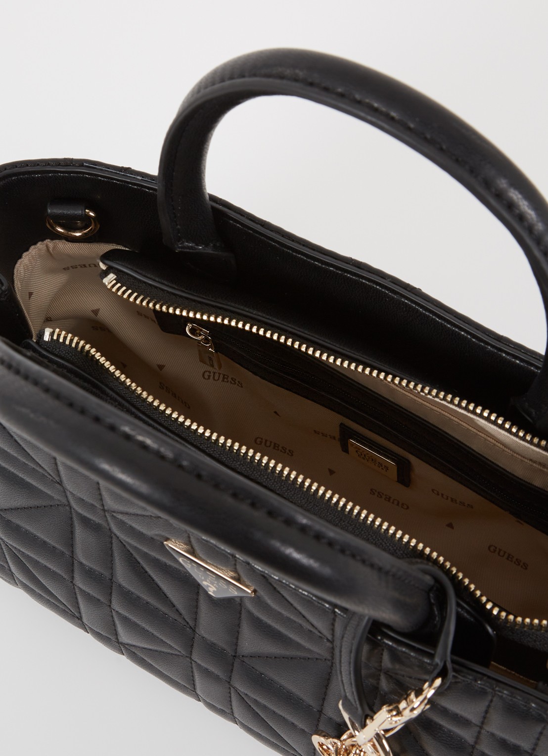 GUESS Edita handtas met quiltpatroon en afneembare schouderriem • Zwart ...