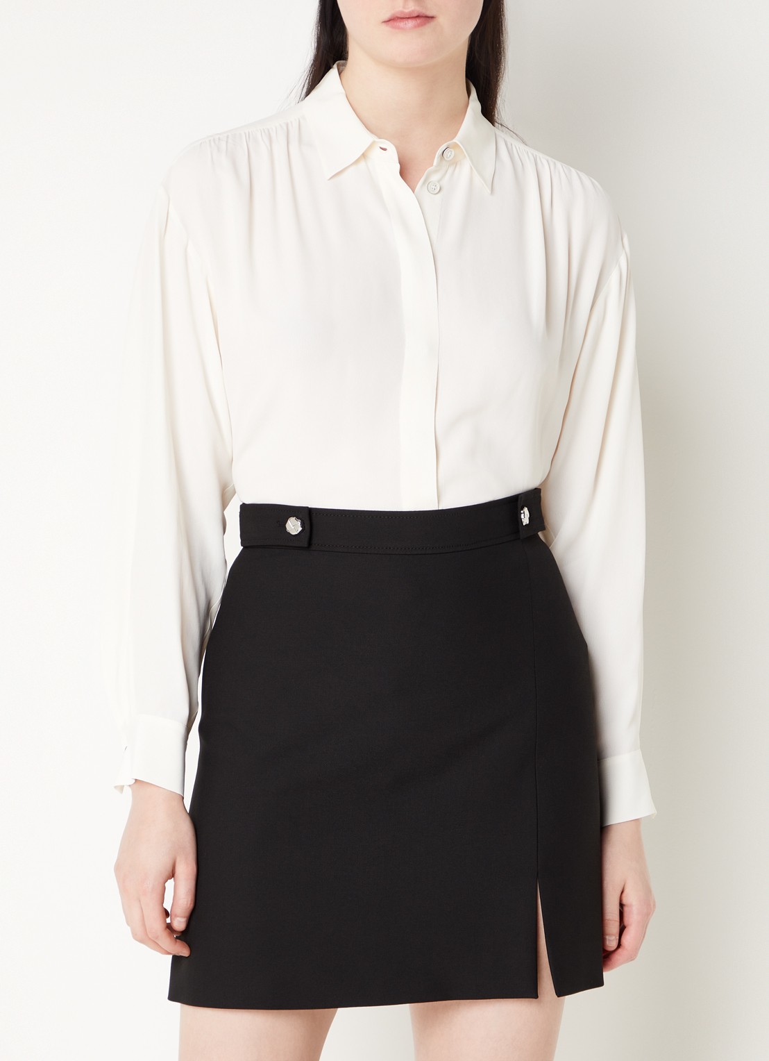 HUGO BOSS Benika semi-transparante blouse met blinde knoopsluiting ...