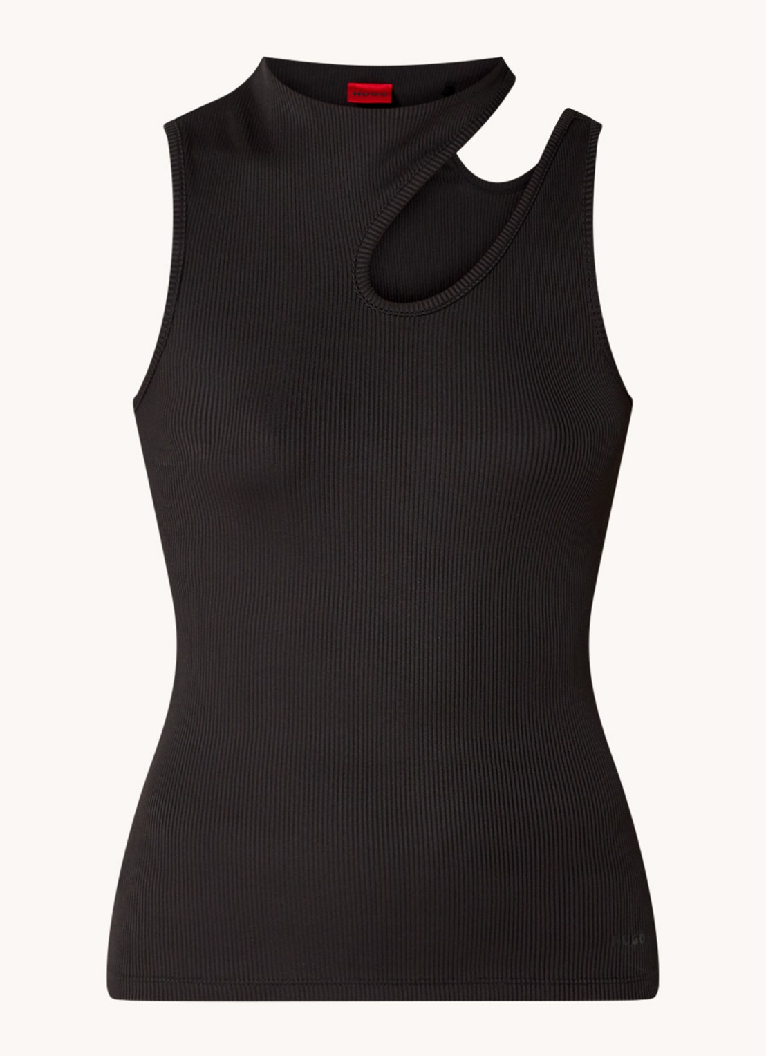 HUGO Draca ribgebreide tanktop met cut-out detail • Zwart • de Bijenkorf