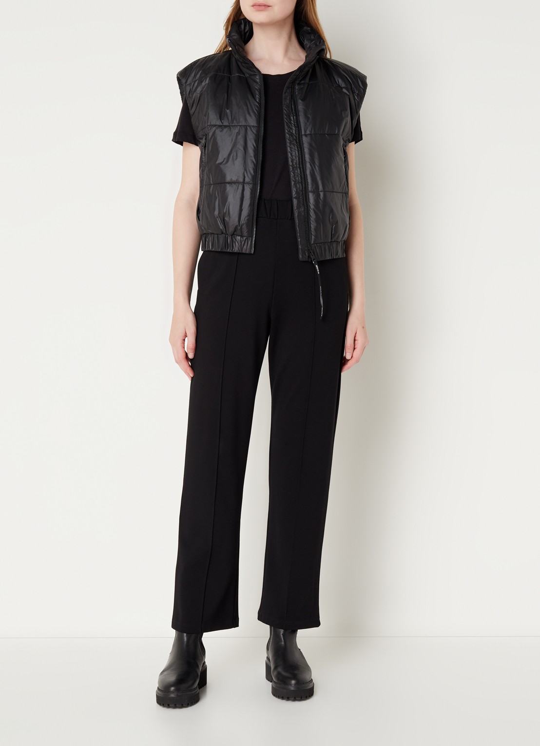 HUGO Felere cropped bodywarmer met logo en ritszakken • Zwart • de ...