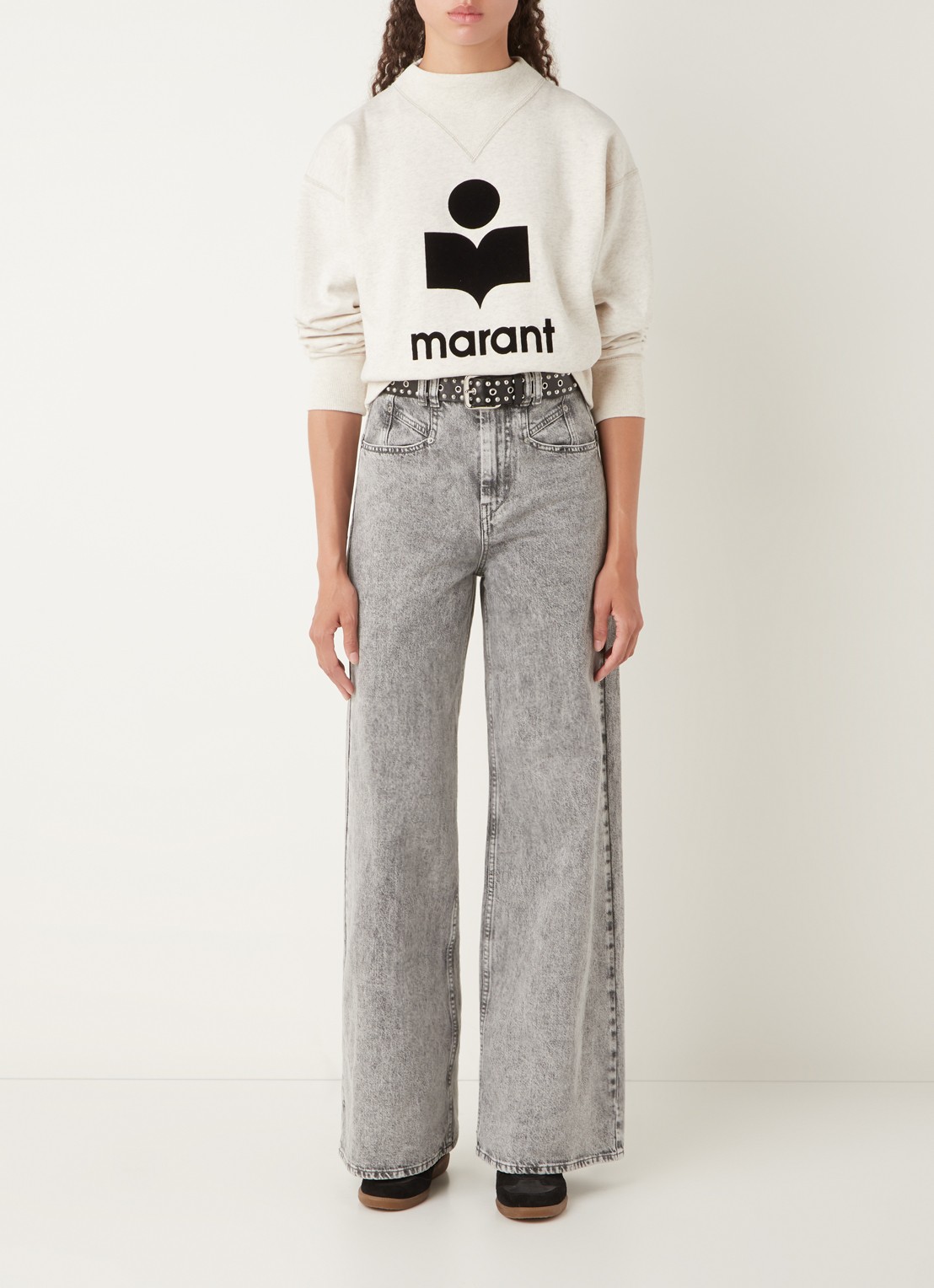 Isabel Marant Moby sweater met flock logoprint en opstaande kraag ...