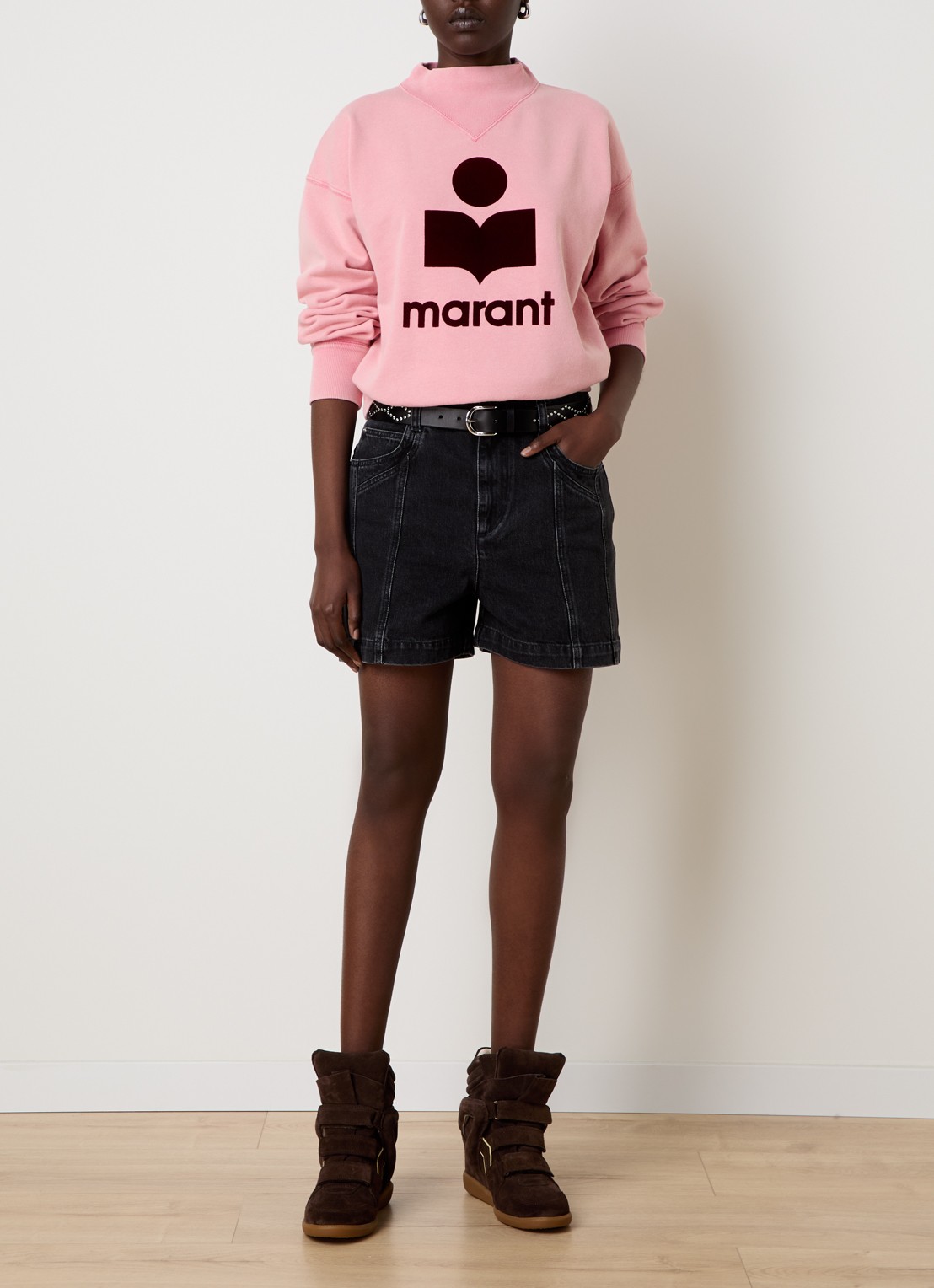 Isabel Marant Moby sweater met flock logoprint en opstaande kraag ...