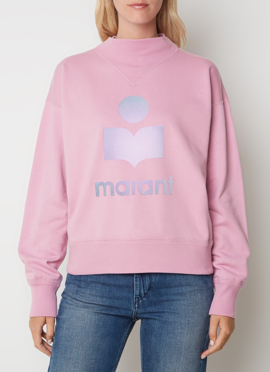 Isabel Marant Moby sweater met flock logoprint • Roze • de Bijenkorf