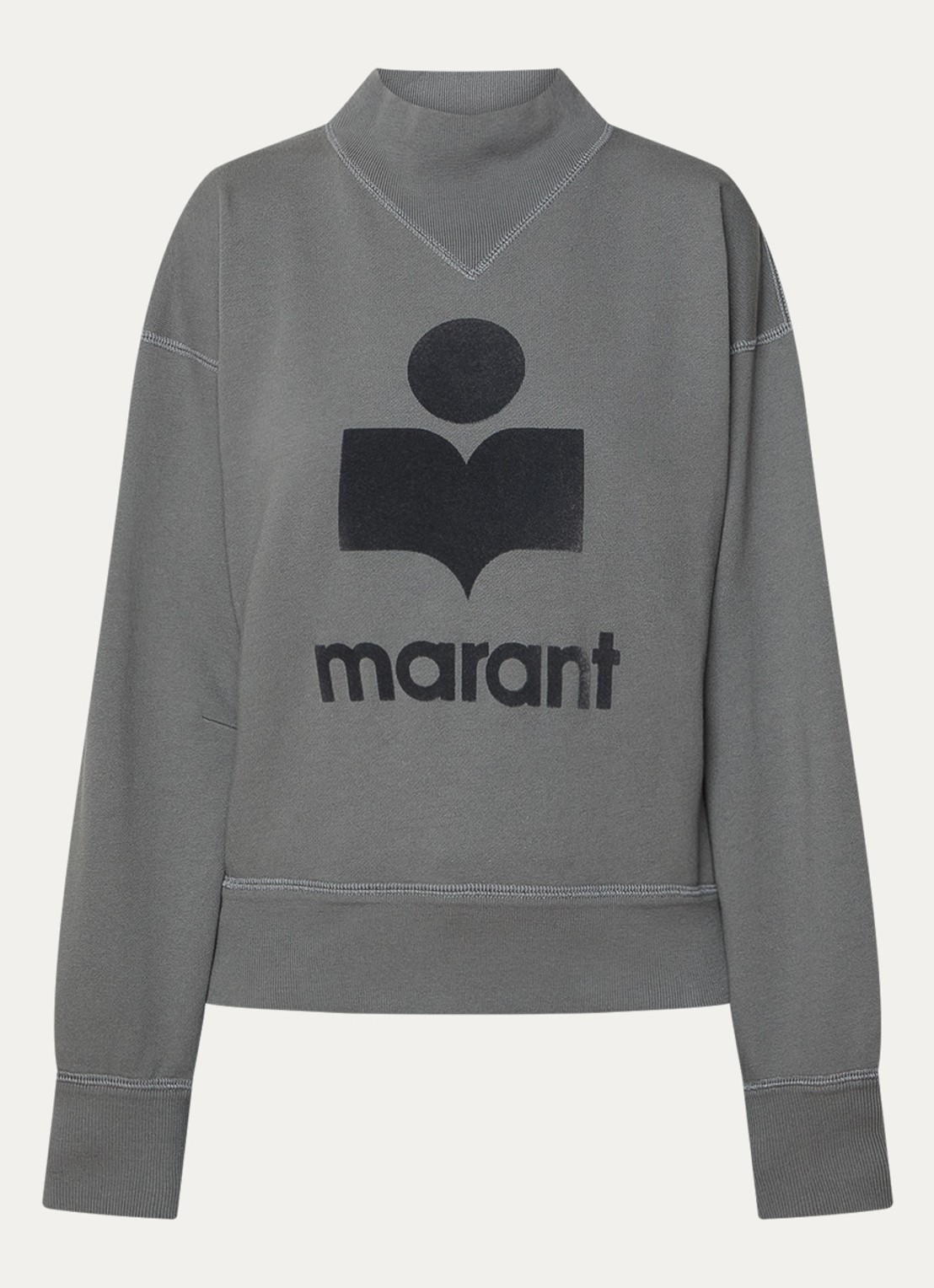 Isabel Marant Moby sweater met flock logoprint • Donkergrijs • de Bijenkorf