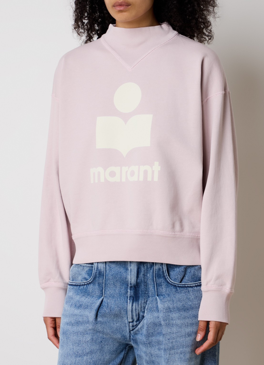 Isabel Marant Moby sweater met flock logoprint • Lichtroze • de Bijenkorf