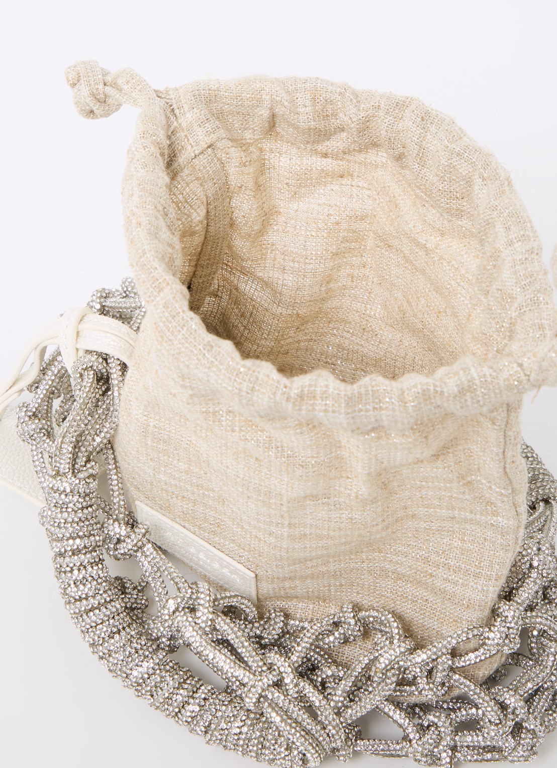 Kurt Geiger Macrame Crystal S handtas van textiel met strass • Zilver ...