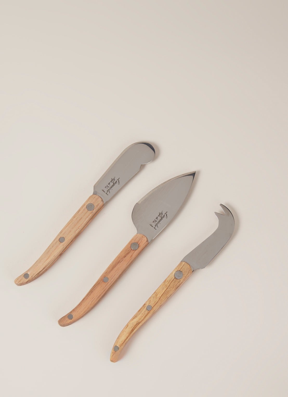 Laguiole Style de Vie Innovation Line kaasmes set van 3 • Lichtbruin ...
