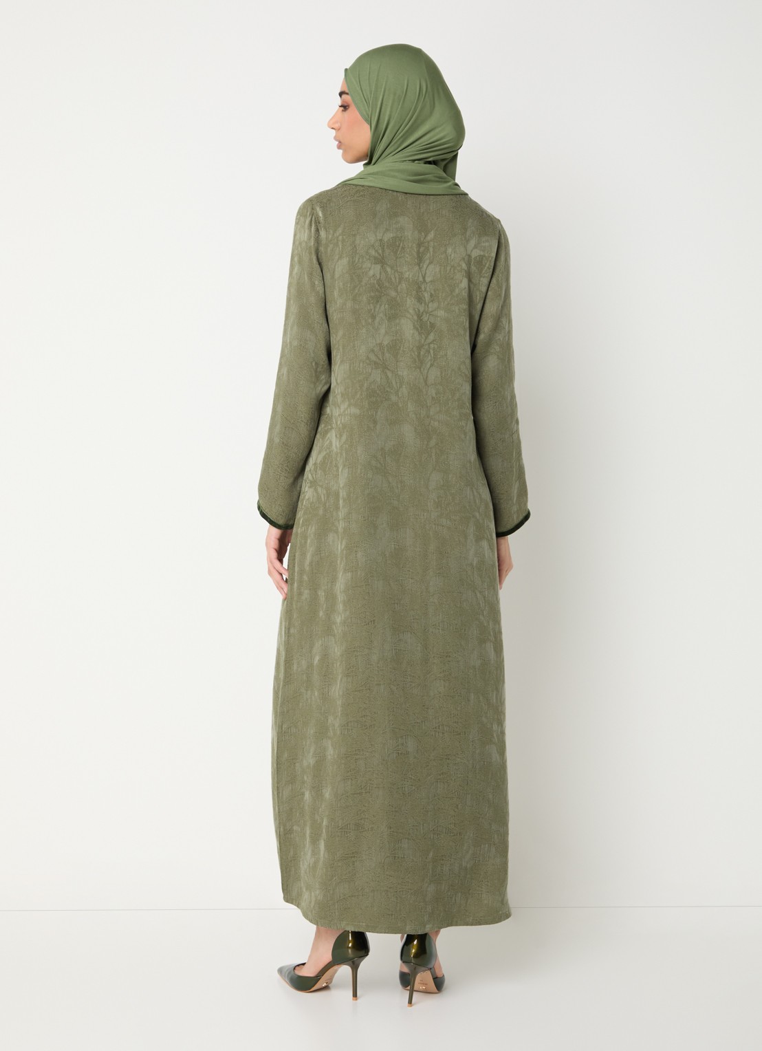 LES Atelier Rana maxi jurk met jacquard dessin • Bronsgroen • de Bijenkorf