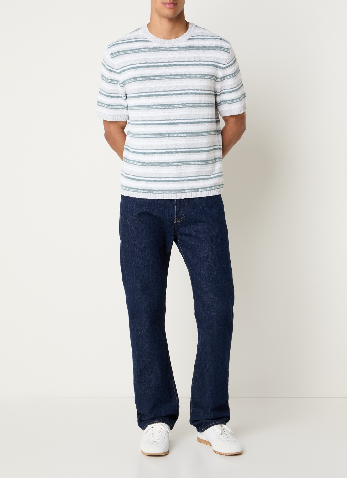 Levi's Stinson grofgebreide trui in linnenblend met streepprint • Groen ...