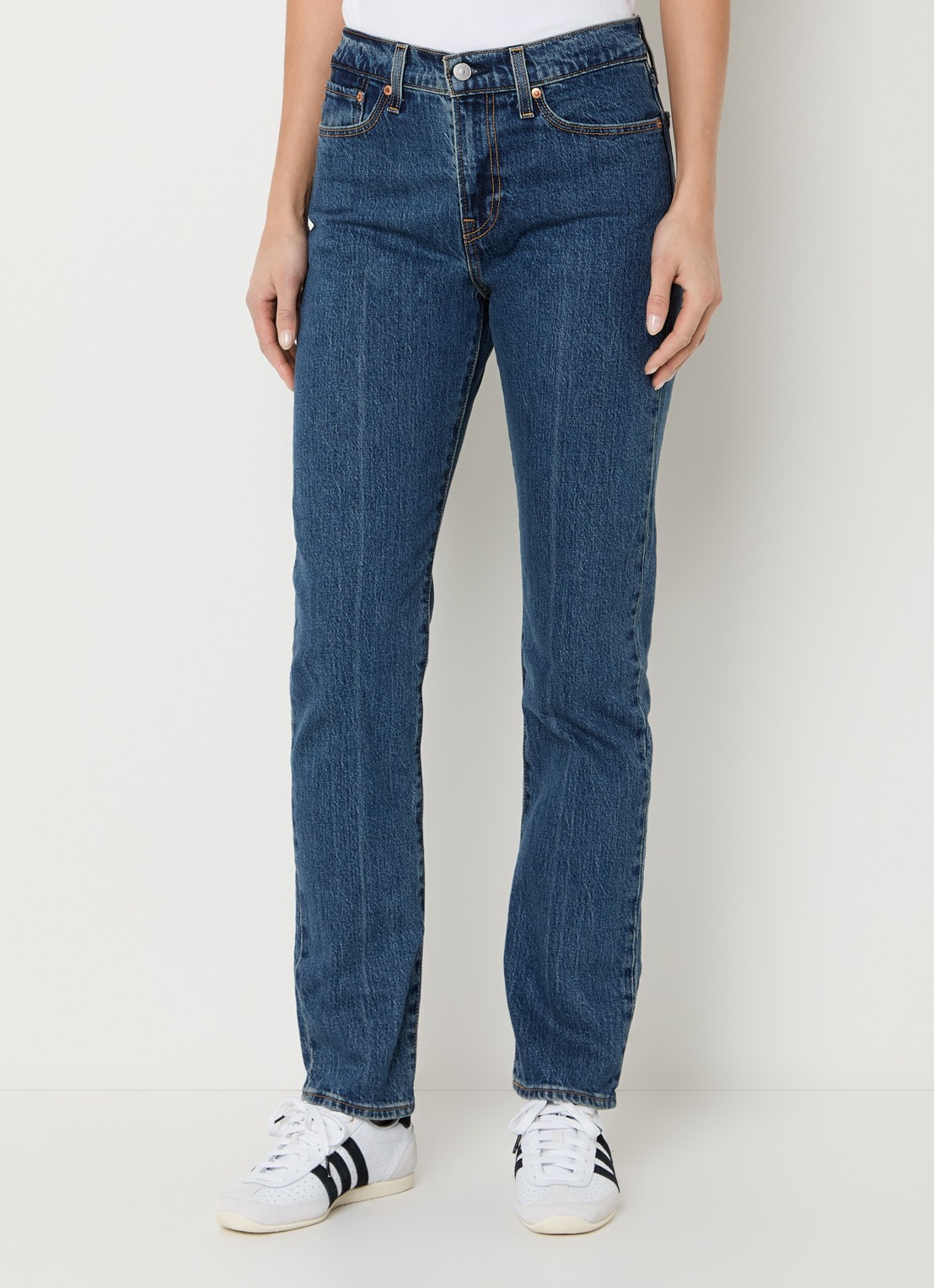Levi's Wedgie high waist slim fit jeans met donkere wassing • Indigo ...