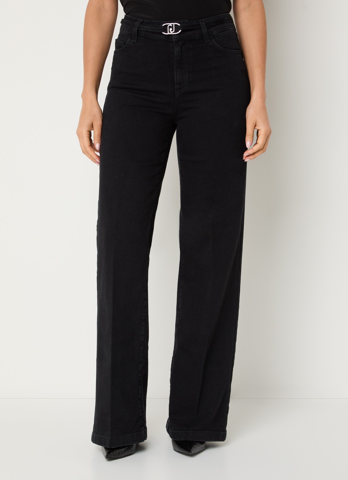 Liu Jo High waist flared fit jeans met gekleurde wassing • Zwart • de ...