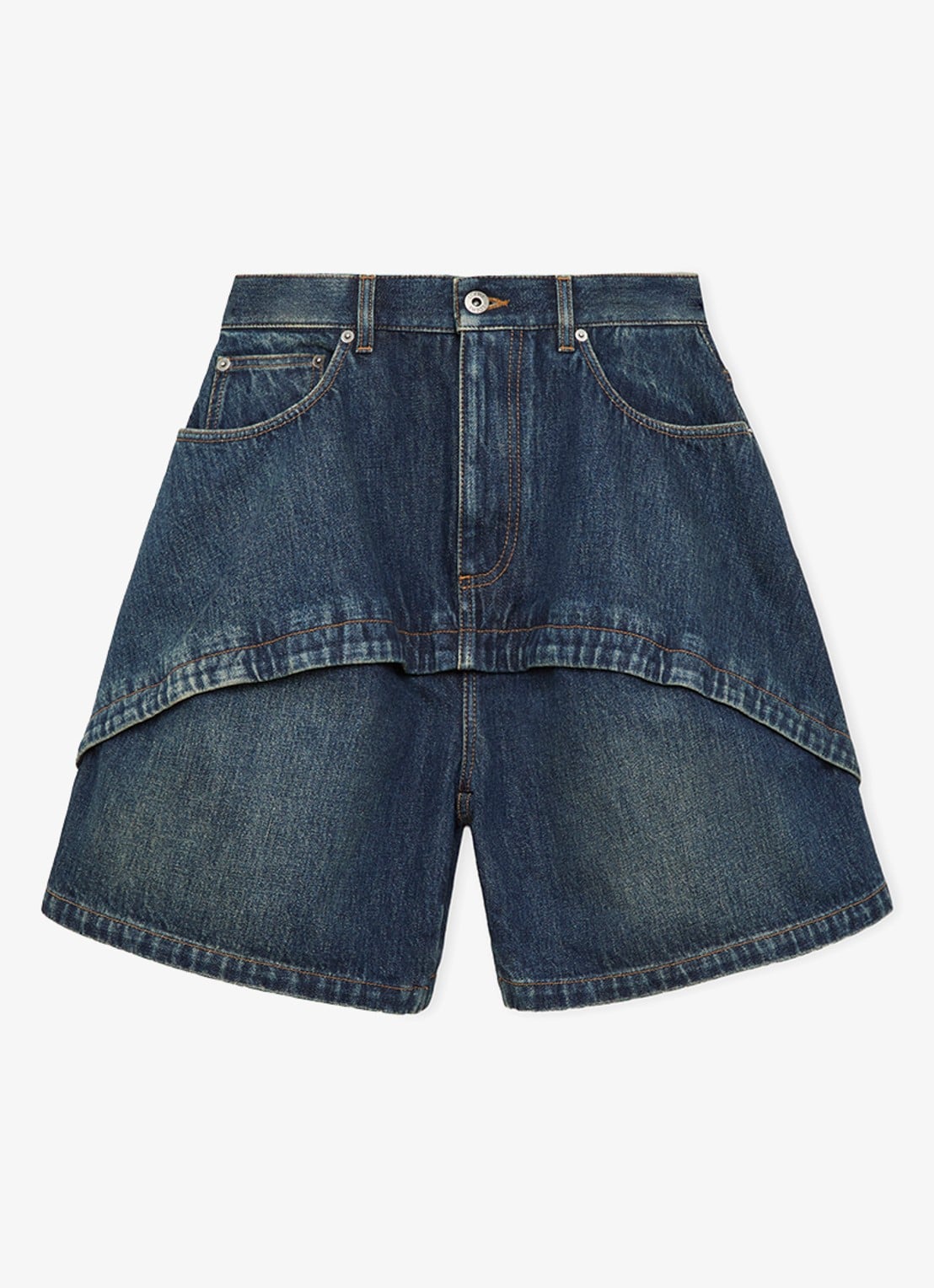 LOEWE High waist wide fit korte broek van denim met donkere wassing ...