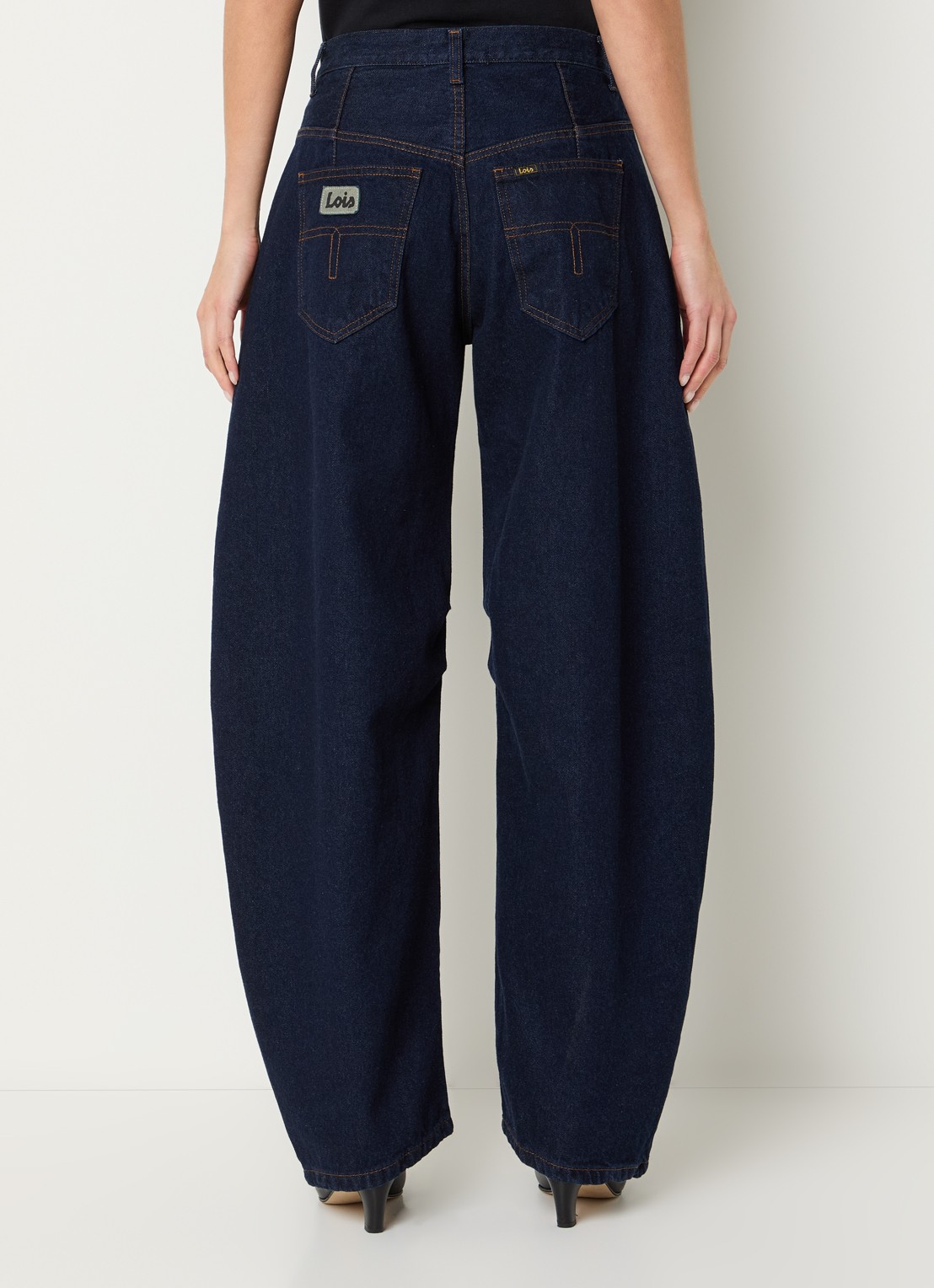 Lois Aliana high waist tapered jeans met donkere wassing • Indigo • de ...