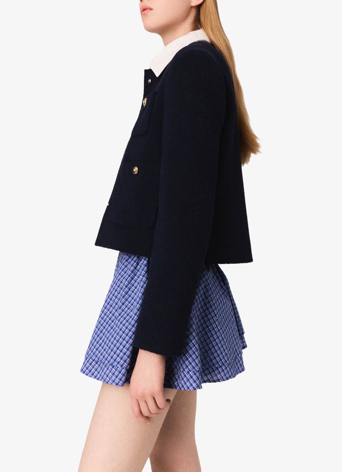 Maje Vest met tweed-look en afneembare kraag • Donkerblauw • de Bijenkorf