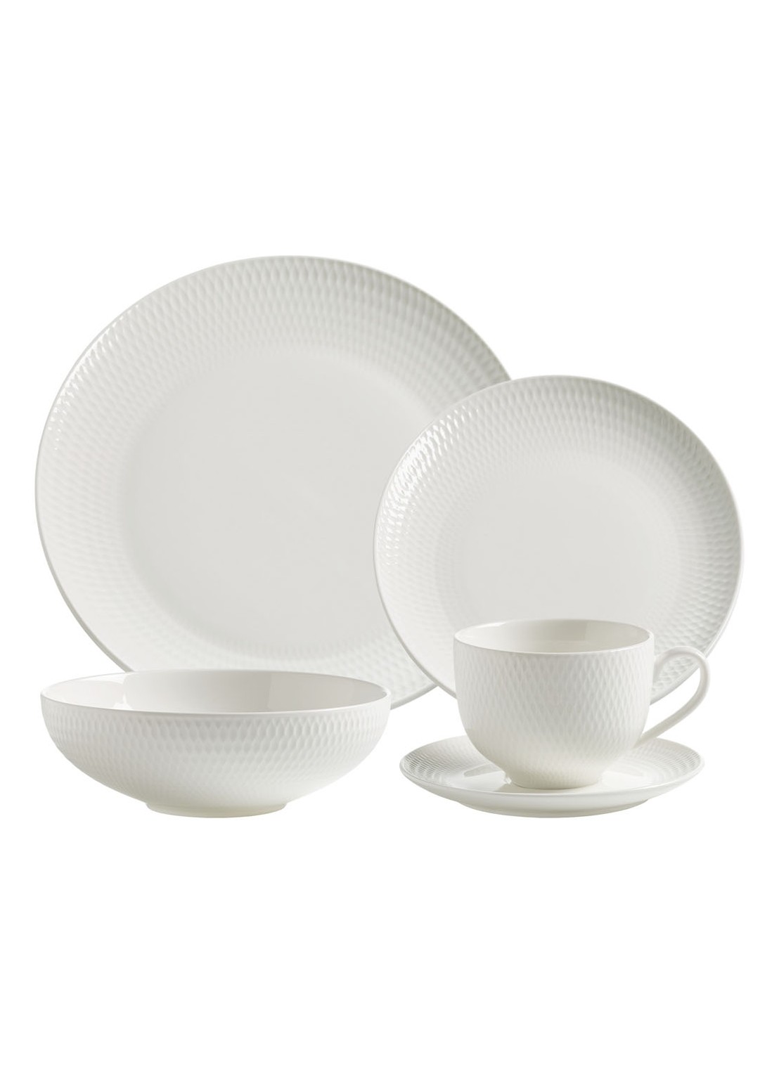 Maxwell & Williams Diamonds Round serviesset 30-delig • Gebroken wit ...
