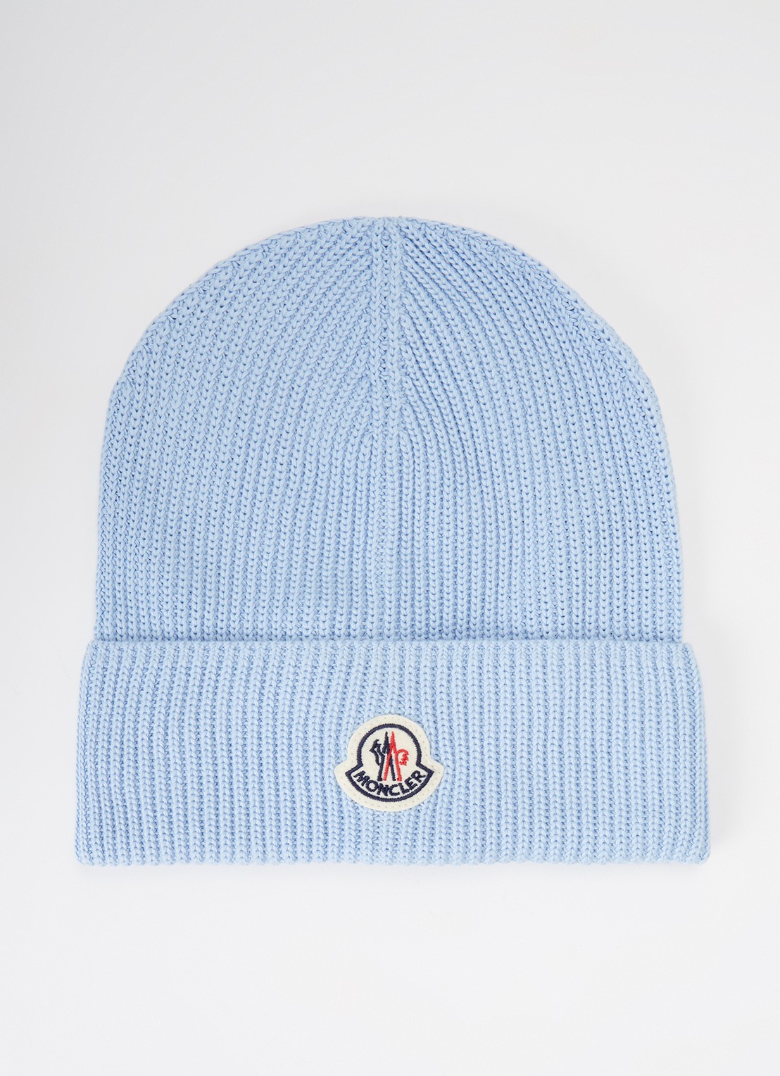 Moncler Classic ribgebreide muts met logo • Lichtblauw • de Bijenkorf