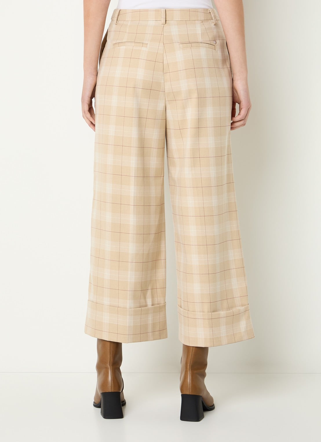 Mos Mosh MMLeyla Chelsea high waist wide fit cropped pantalon met ...